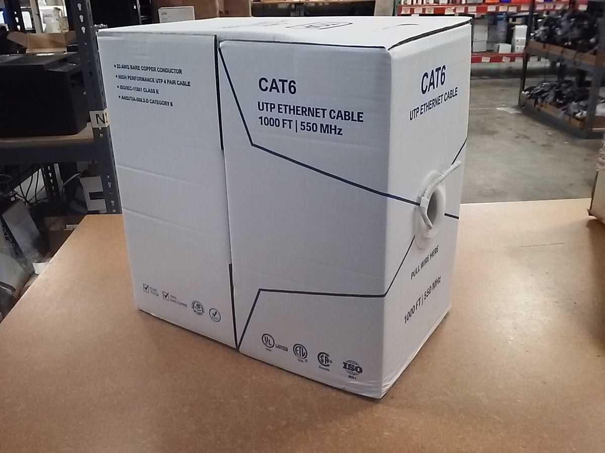 EZ Pull Box of Cat6 UTP Ethernet Cable White/Black (1000') — Nelly's ...