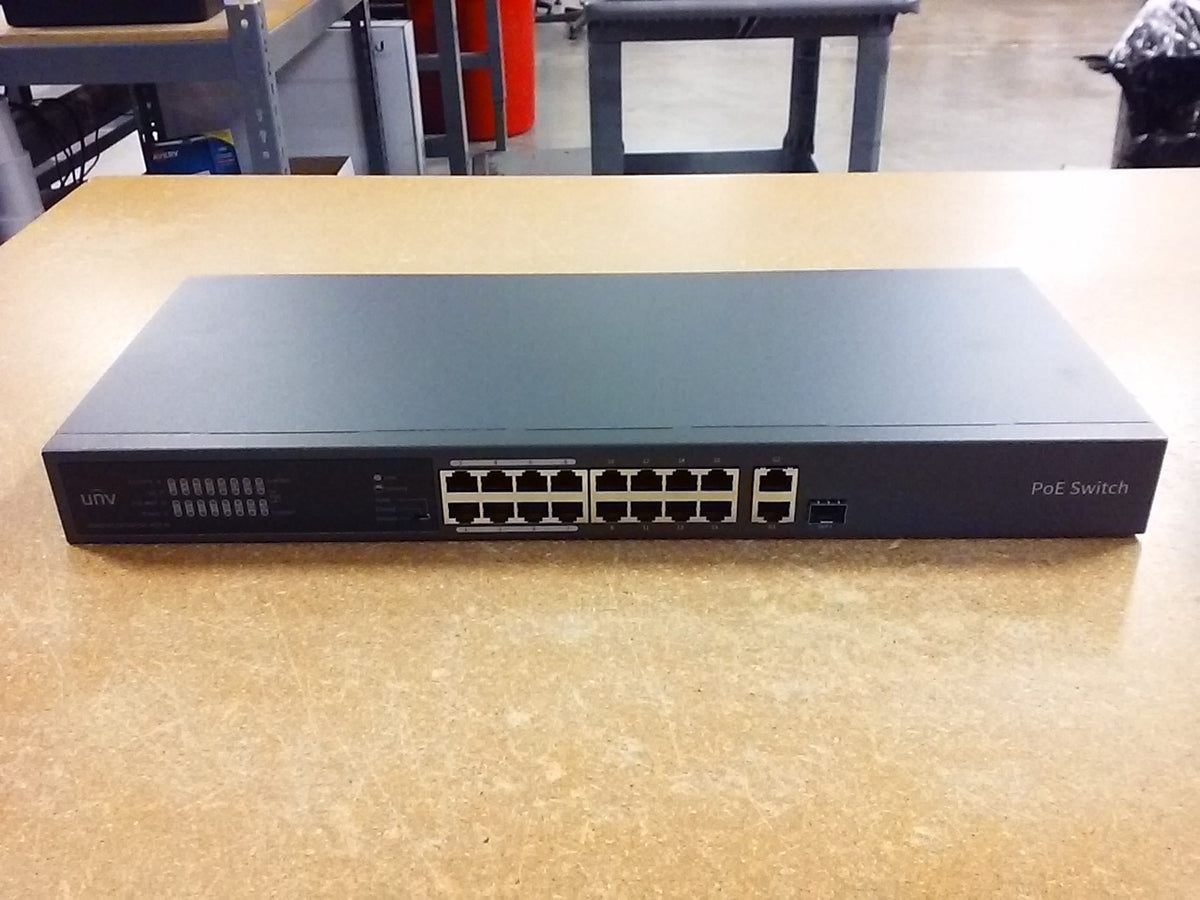 16 Port PoE+ Switch with Surveillance (Extend) Mode and Two Uplink Por ...